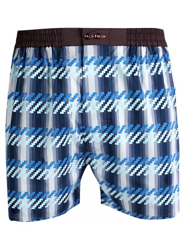 Caleçon bleu imprimé graphique en coton