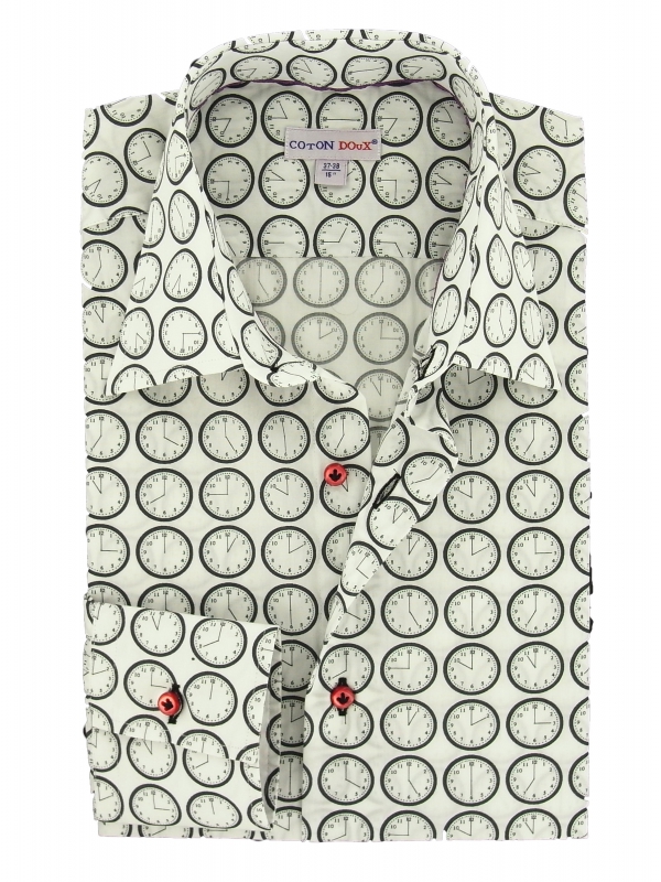 Men's fitted shirt with clock patterns