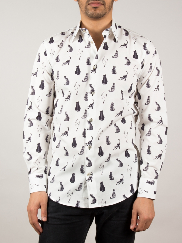 Men's regular shirt with cats prints