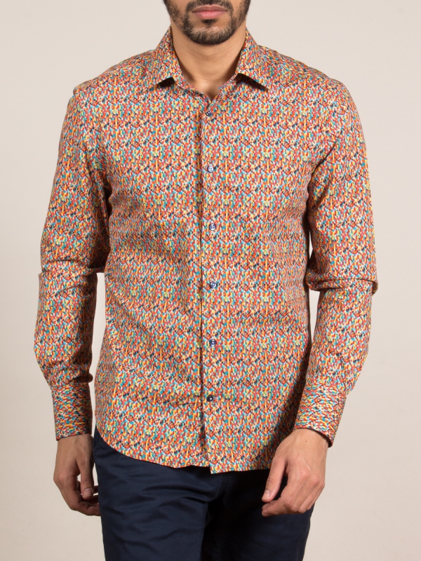 Men's regular shirt with geometrical shape print