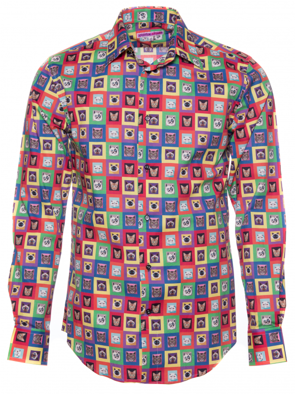 Chemise portraits de chats ajustée