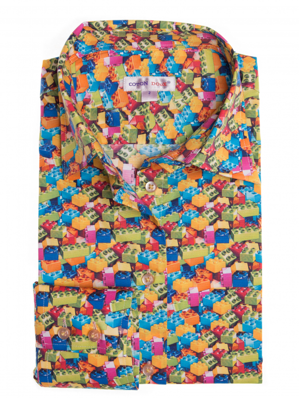 Women's fitted shirt with brick print