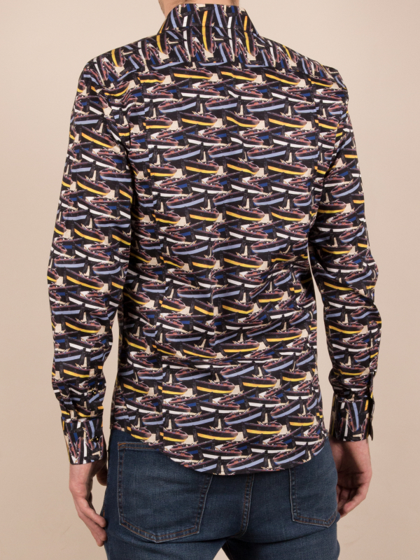 Men's regular fit shirt with boat print